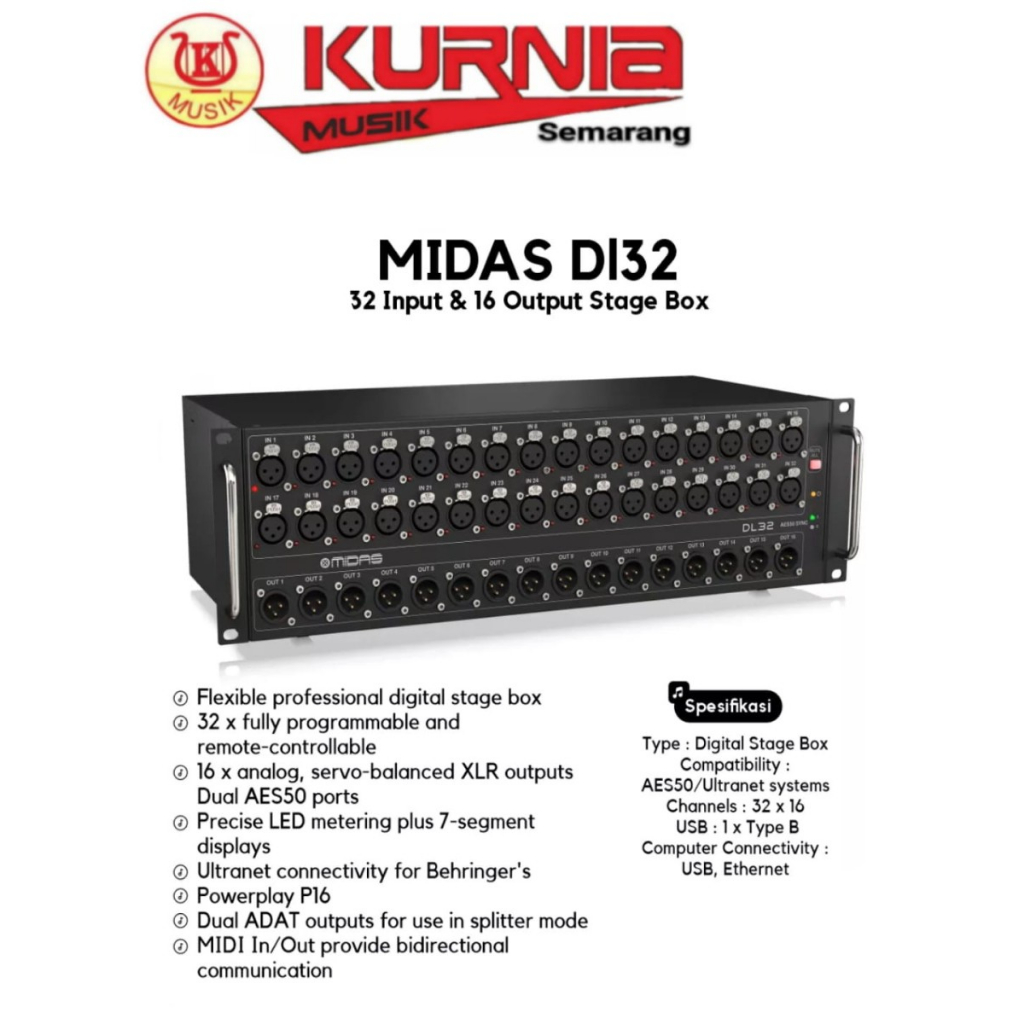 Jual MIDAS DL32 - DL 32 Mixer Digitar 32 Input 16 Outpu Stage Box | Shopee Indonesia