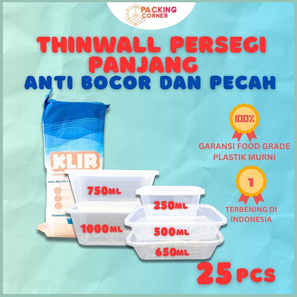 Jual Thinwall Nasi Rectangle Persegi Panjang 250ml 500ml 650ml 750ml