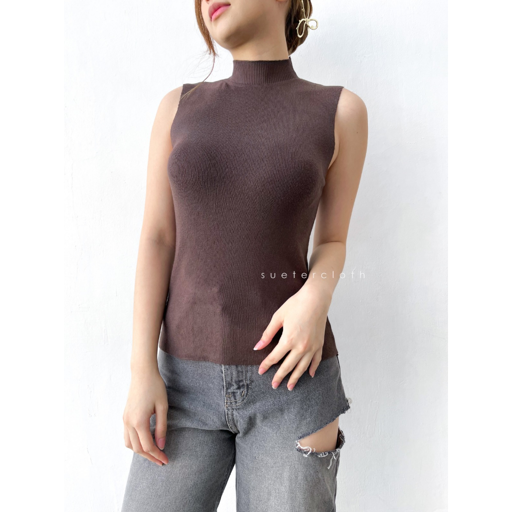 Jual SUETERCLOTH - Melanie Turtleneck Knit TankTop / TankTop Rajut Wanita Premium / Knit Tank ...