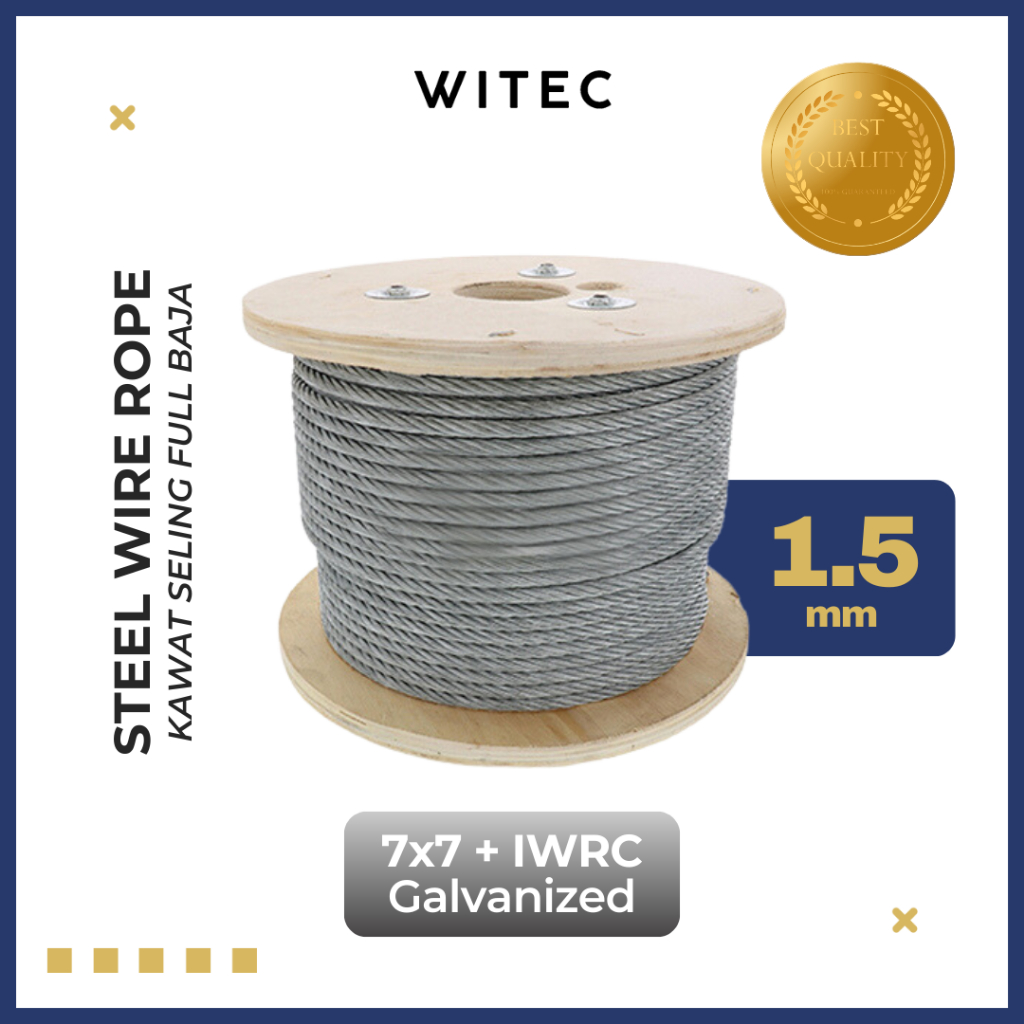 Jual Kawat Seling 1.5mm 7x7 IWRC Galvanis Full Baja | Wire Rope Galvanized | Shopee Indonesia