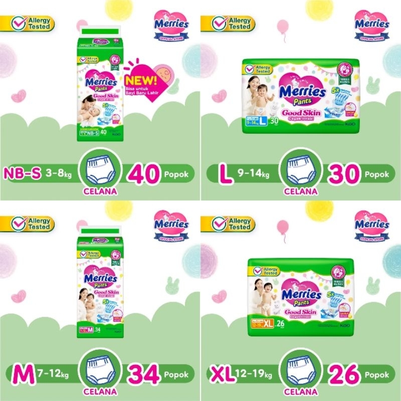 Jual MERRIES Diaper Pants Good Skin NB-S40 / L30 / XL26 | Shopee Indonesia