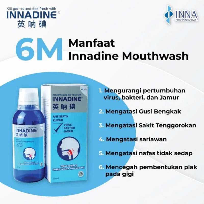Jual INNADINE GARGLE & ANTISEPTIC MOUTHWASH | Shopee Indonesia