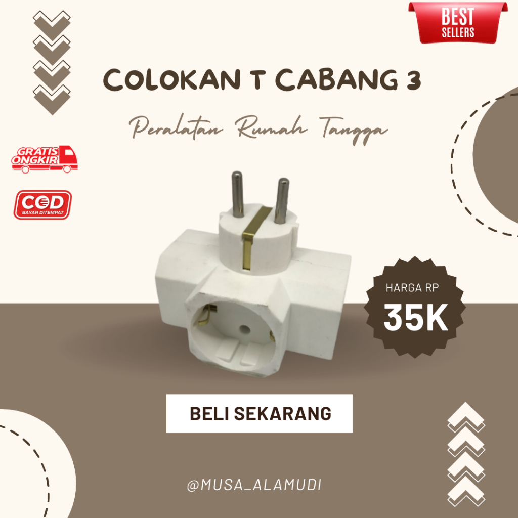 Jual Colokan T Cabang 3 Arde Broco | Shopee Indonesia