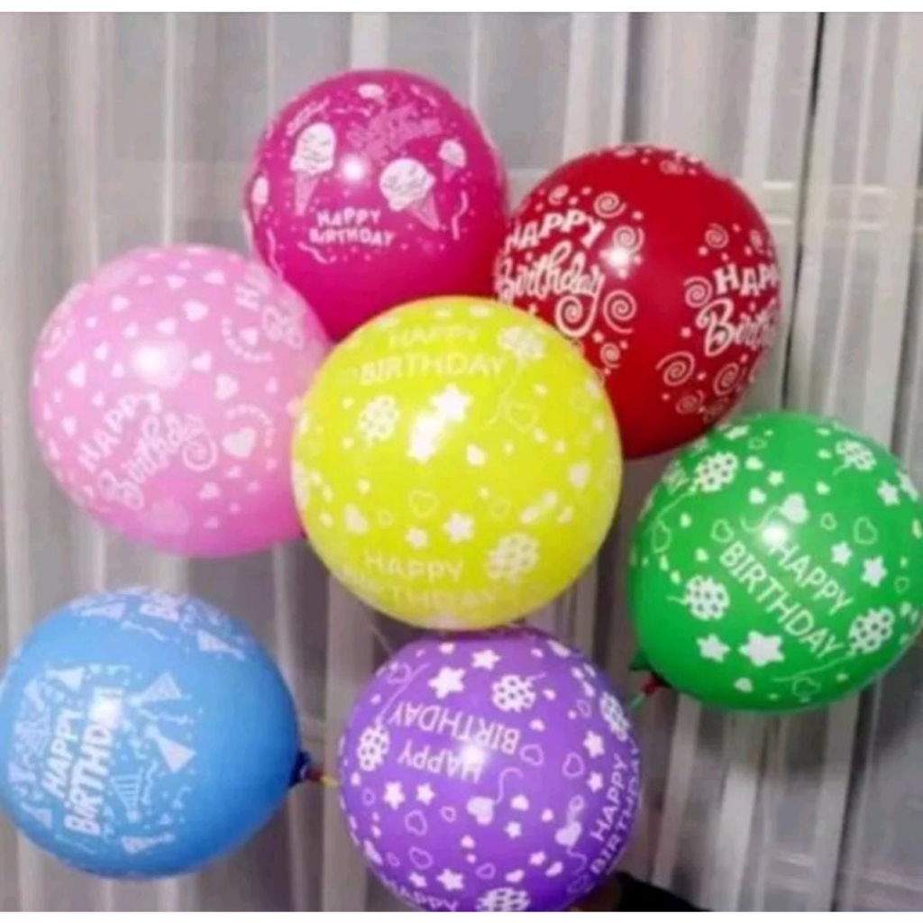 Jual (1 Bungkus) Balon Motif Happy Birthday 12 Inc 1 Bungkus - Balon ...