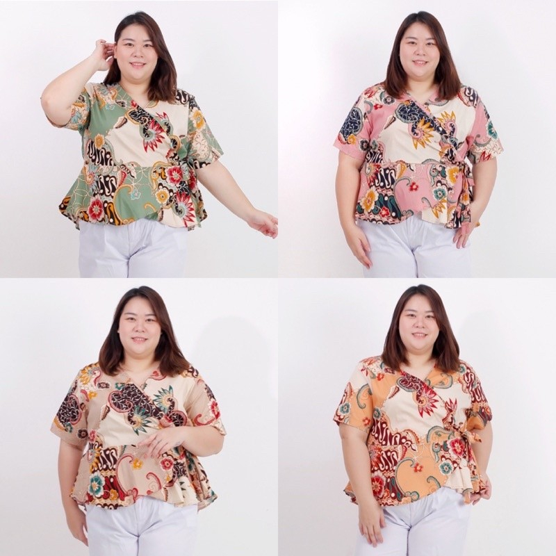 Jual BAJU ATASAN BLOUSE BATIK WANITA JUMBO BIG SIZE 628 PEPLUM OVERSIZE ...
