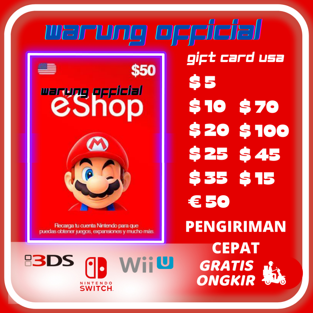 Jual ( PROMO ) Nintendo Eshop Wallet Nintendo Gift Card $50 eShop $50 ...