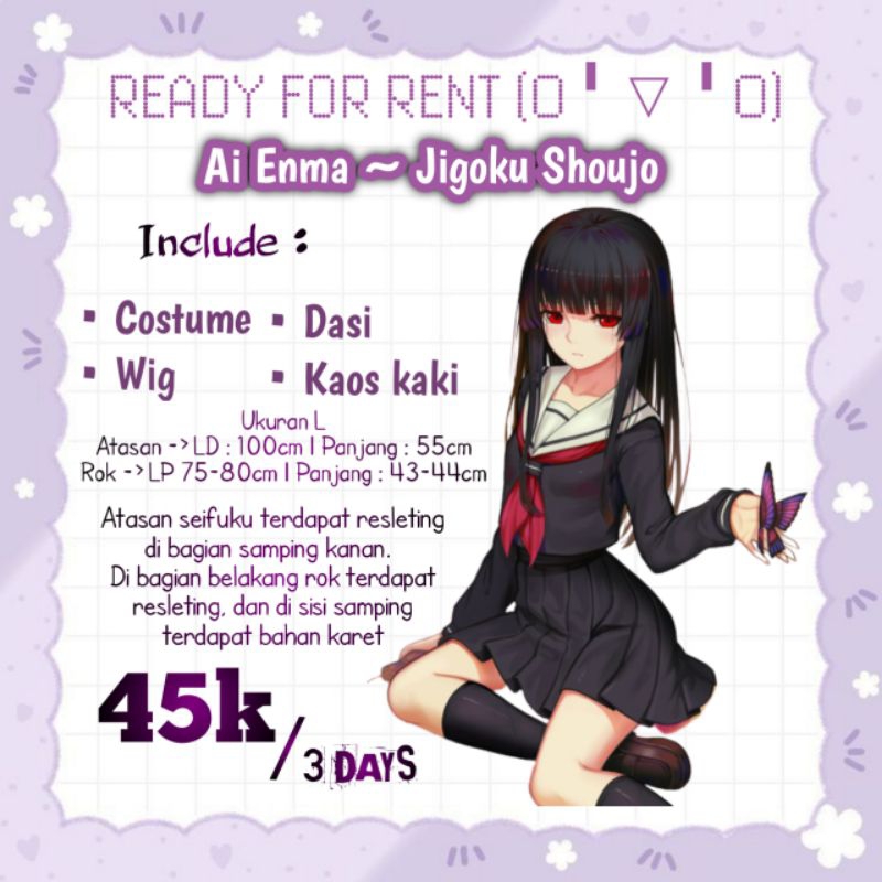 Jual RENTAL/SEWA COSTUME AI ENMA COSPLAY ANIME RENTAL COSPLAY ANIME ...