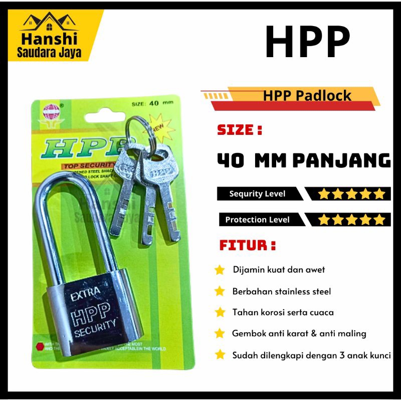 Jual Gembok Putih Leher Panjang 40 mm Chrome / Gembok Pintu Rumah Koper ...