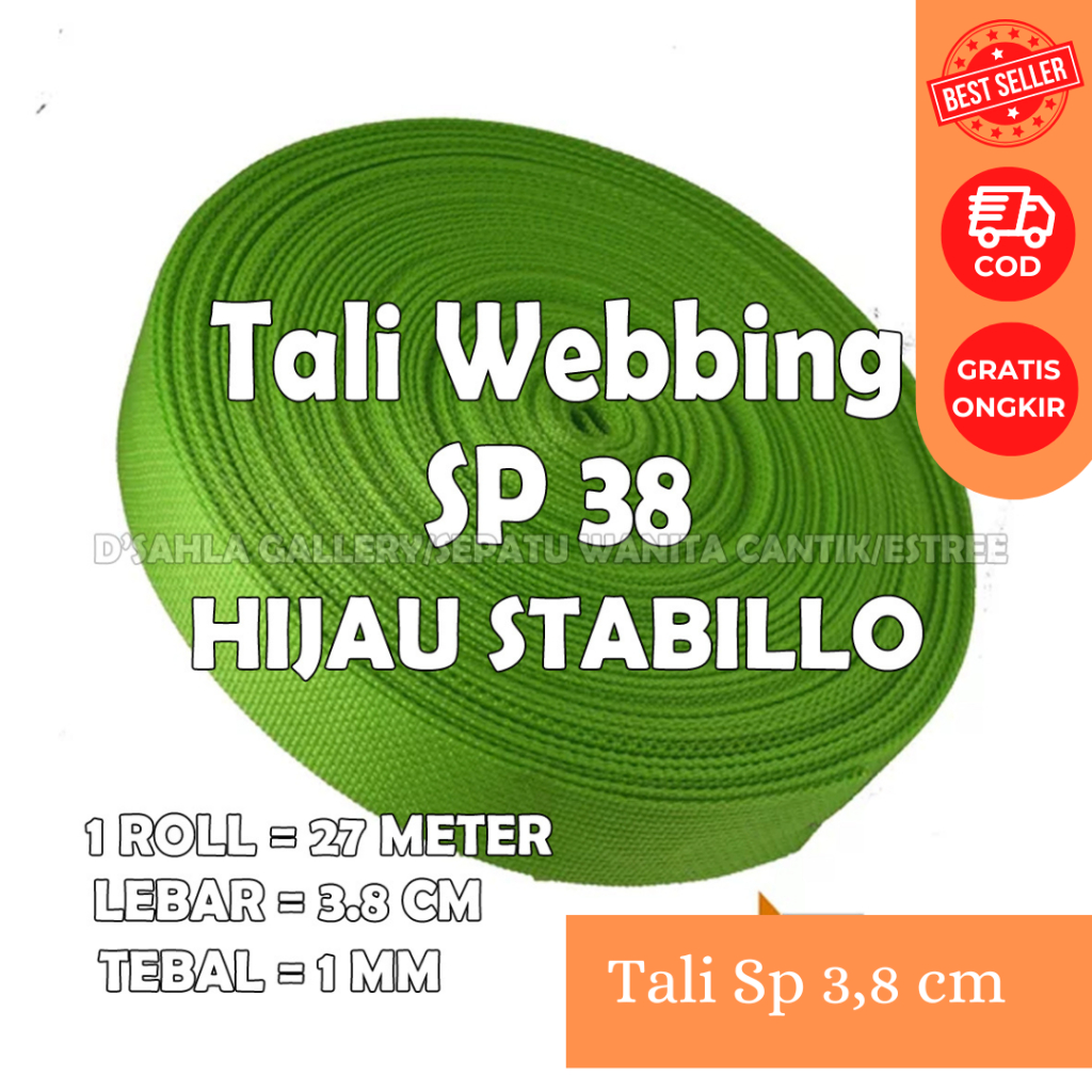 Jual Tali Webbing Sling Strap Lebar 3.8 cm Tebal 1mm untuk Tali Tas ...