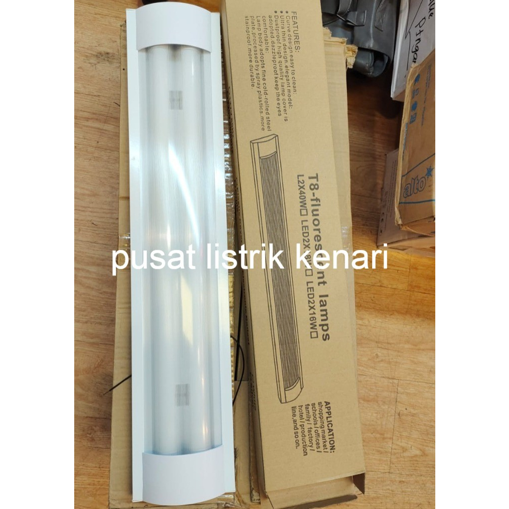 Jual kap rm outbow acrylic 2x18 60cm include 2 lampu kap tl 2x36 120cm ...