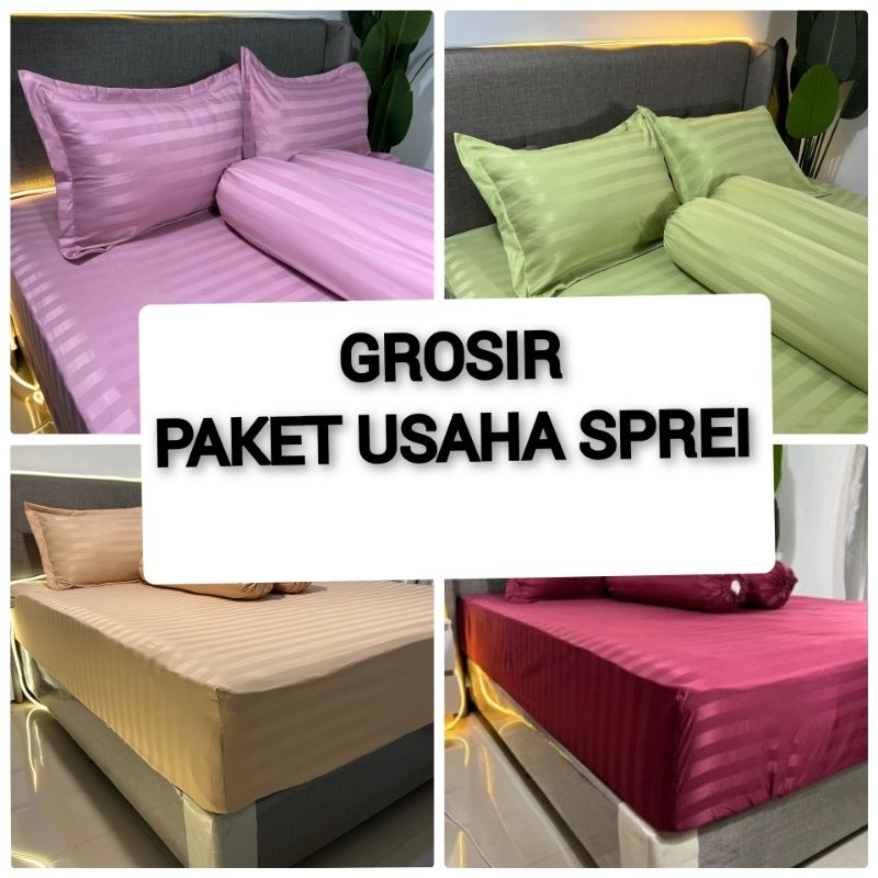 Jual PAKET USAHA (GROSIR 5 PCS) SPREI HOTEL PREMIUM Salur Dobby ...