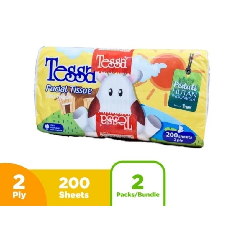 Jual Tessa facial Tissue 200 sheets 2 ply 1 bundel isi 2 pak | Shopee ...