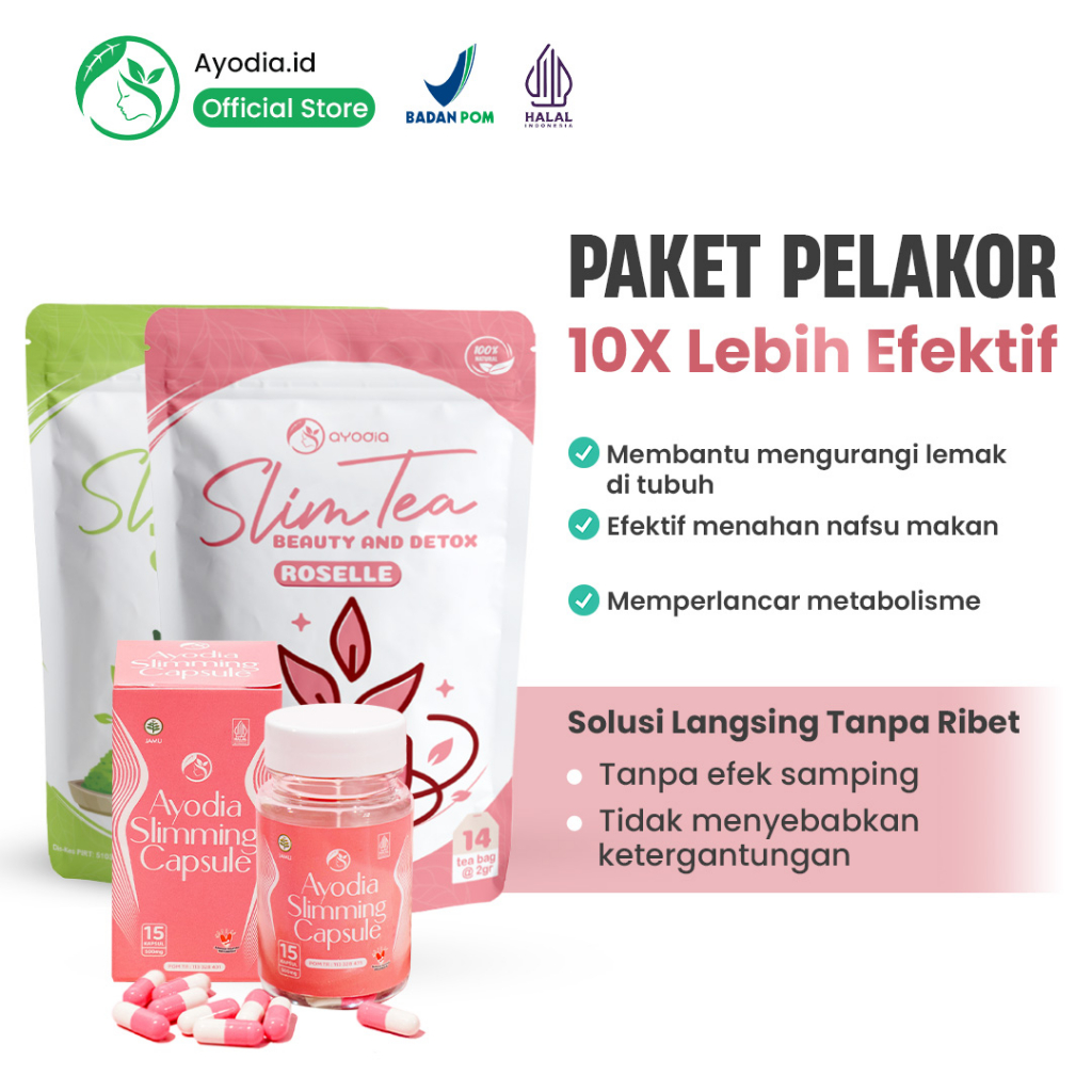 Jual Paket Pelakor Ayodia SlimTea Plus Ayodia Capsule | Shopee Indonesia