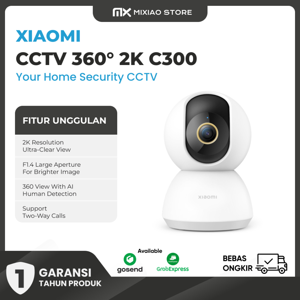 Jual Xiaomi 360° Home Security Camera 2K C300 CCTV AI Human Detection ...