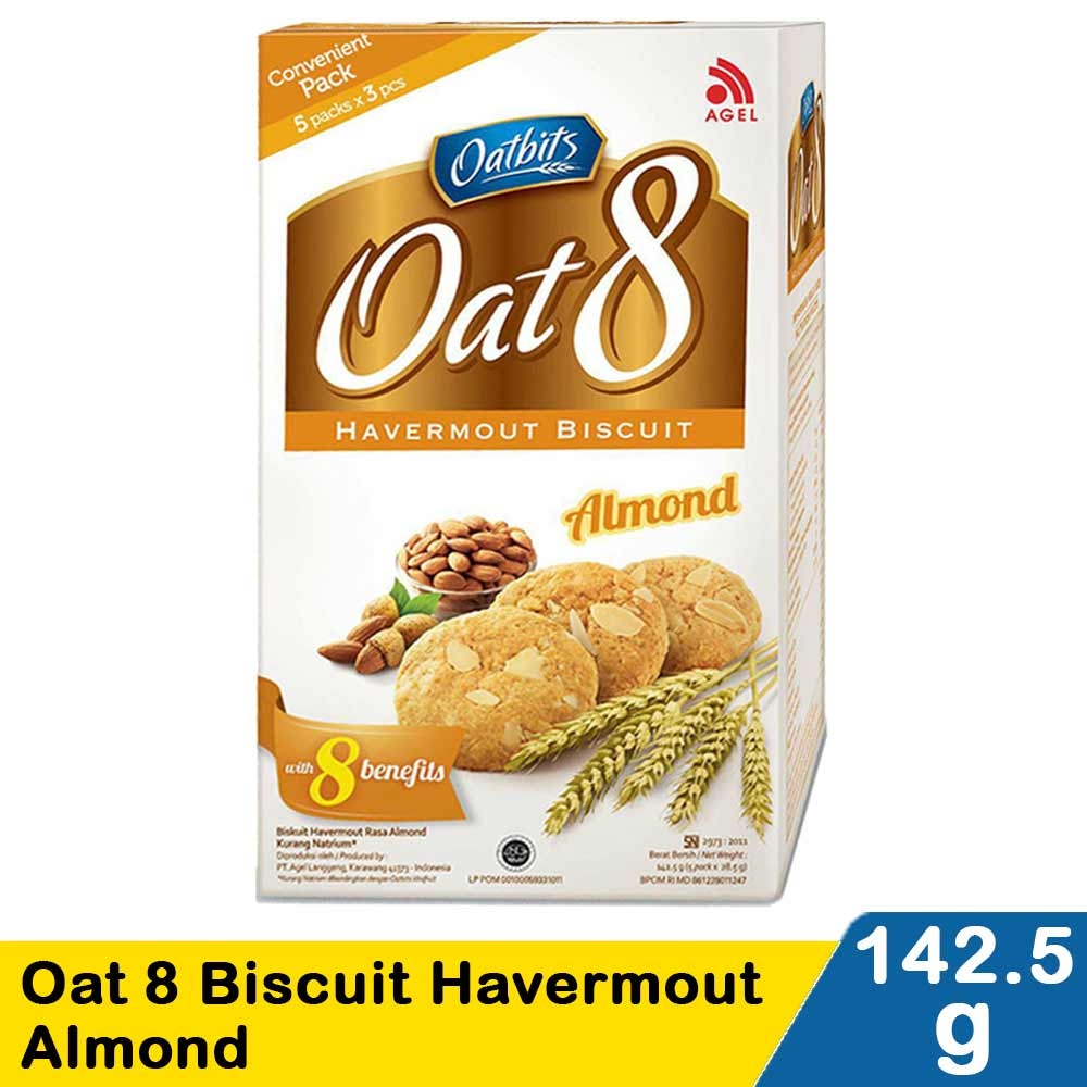 Jual Oatbits Oat8 Havermout Biskuit Almonds / Kacang Hijau Box 142gr | Shopee Indonesia