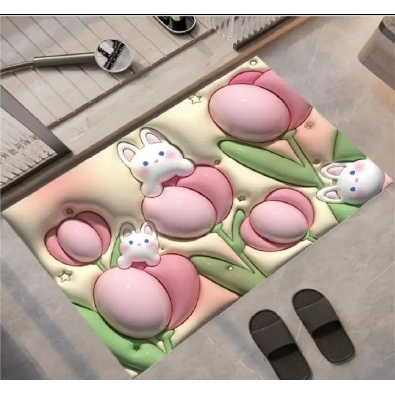 Jual Kesed Kaki Kamar Mandi 3D Mudah Menyerap Air | Shopee Indonesia