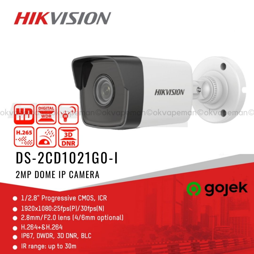 Jual Hikvision 2MP IP Outdoor H.264 DS-2CD1021G0-I | Shopee Indonesia