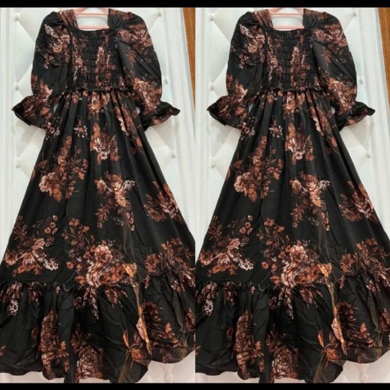 Jual GAMIS BUNGA CASANDRA SMOKE | Shopee Indonesia