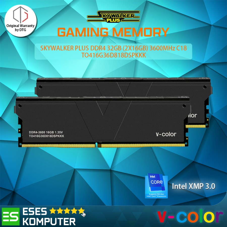 Jual RAM v-color DDR4 SKYWALKER PLUS 32GB (2x16GB) 3600MHz CL18 ...