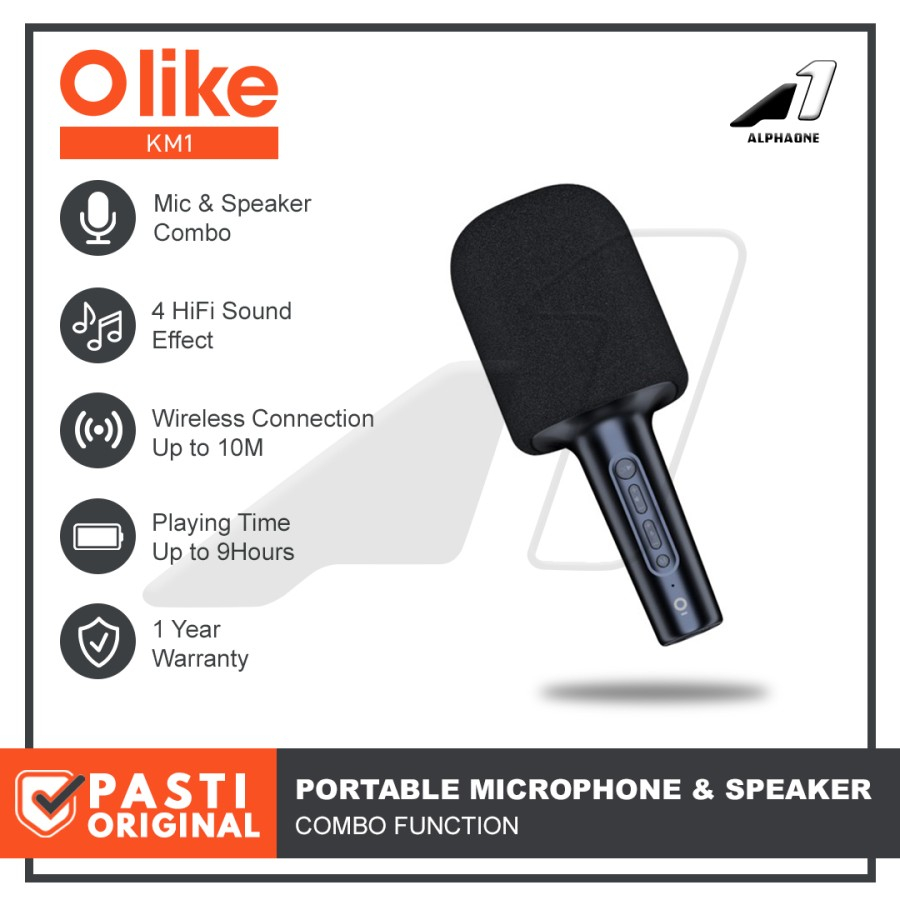 Jual OLIKE Microphone Portable Bluetooth KM1 Mic Karaoke Speaker Stereo ...