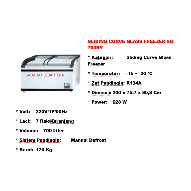Jual GEA Sliding Curve Glass Freezer SD-700BY Freezer Sliding Kaca ...