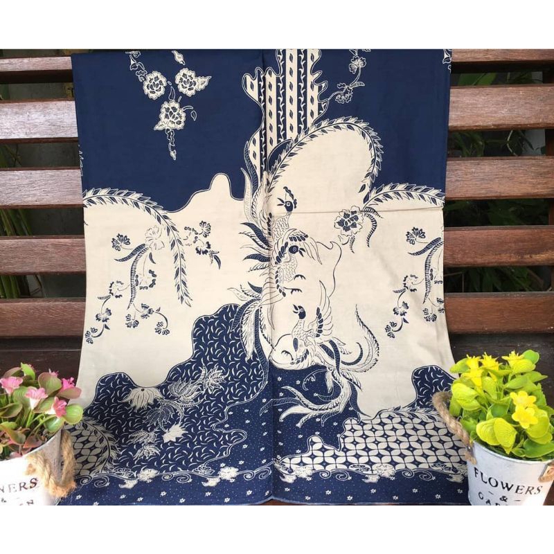 Jual kain batik sanforized motif merak Tarung biru | Shopee Indonesia