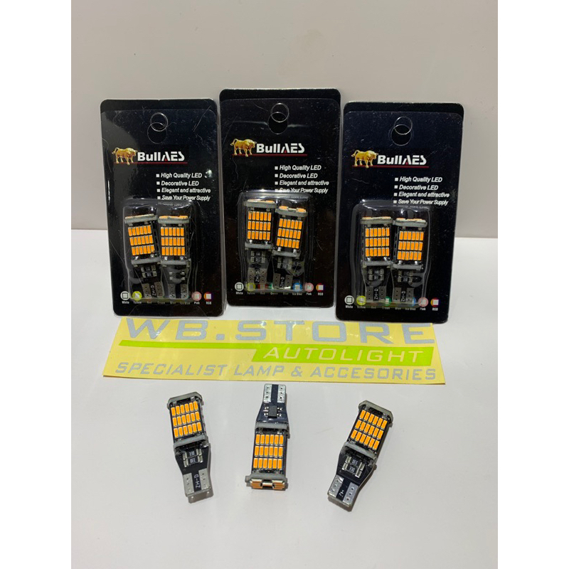 Jual Lampu led T15 T10 45 titik sein mundur senja premium merk Bullaes lampu sein led terang ...