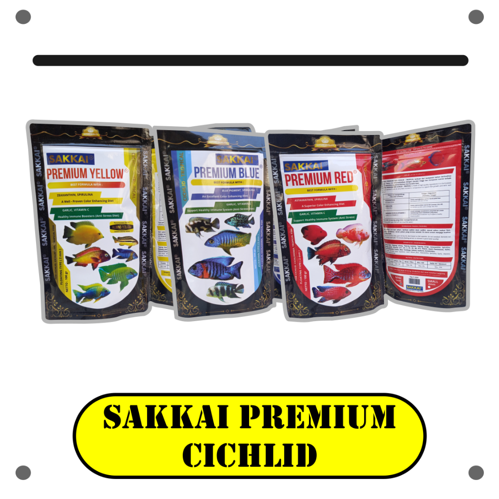 Jual Pelet SAKKAI Premium Cichlid BLUE YELLOW RED - 100 Gram Setara ...