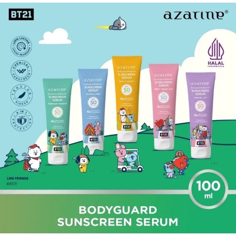 Jual AZARINE SUNSCREEN BT21 body guard sunscreen serum (botol warna ...