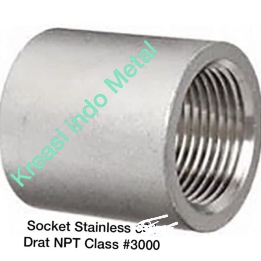 Jual 1/2” Socket Drat Stainless -SS 316 Class 3000 Sock ss316 Coupling ...