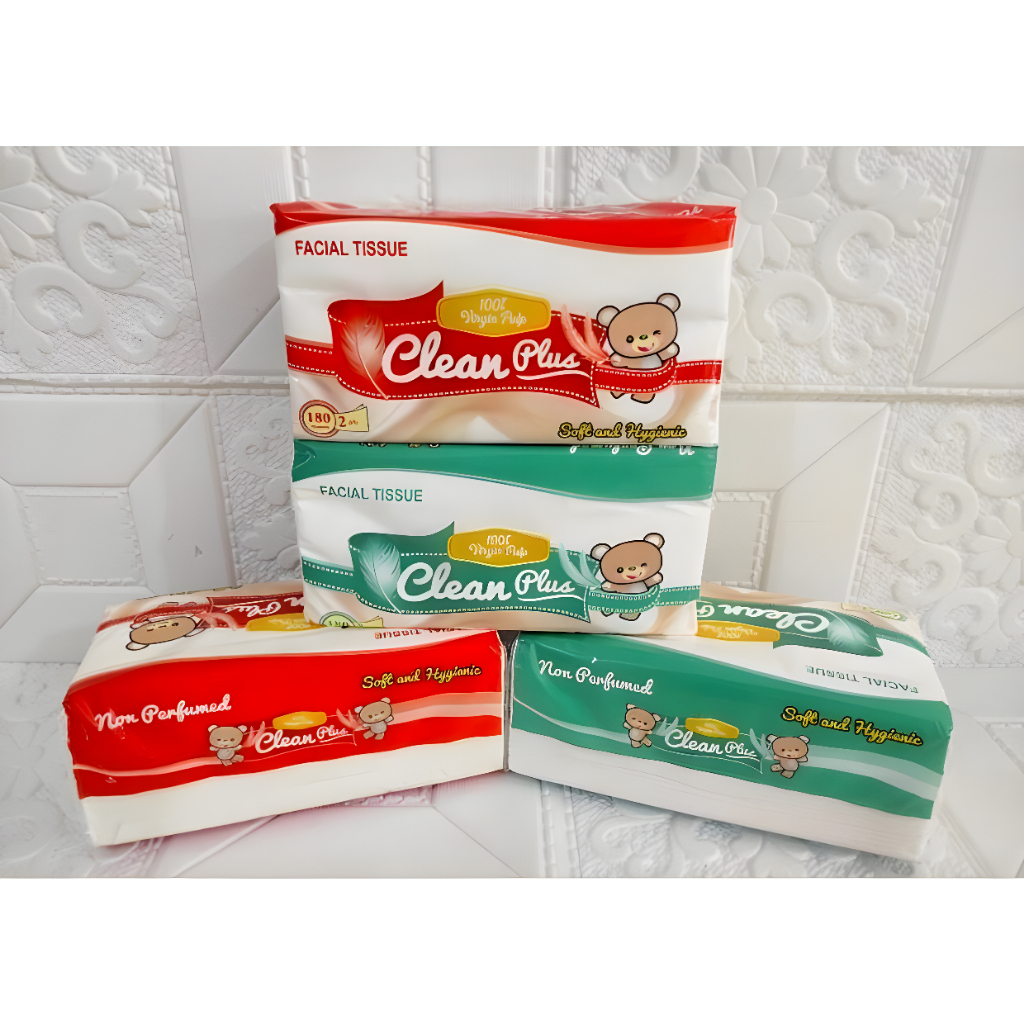 Jual Clean Plus Facial Tissue 180 sheets / Tisu Wajah (1 SET 4 PACK ...