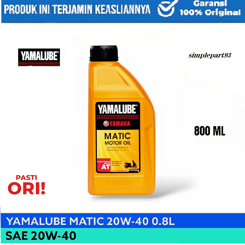 Jual Oli Motor YAMAHA Oil YAMALUBE MATIC 0,8L 20W-40 100% ORIGINAL | Shopee Indonesia