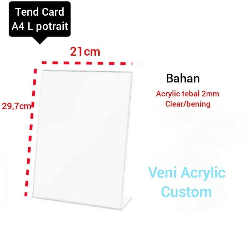 Jual Tend Card Acrylic A4 tipe L potrait/tend card/ stand brosur ...