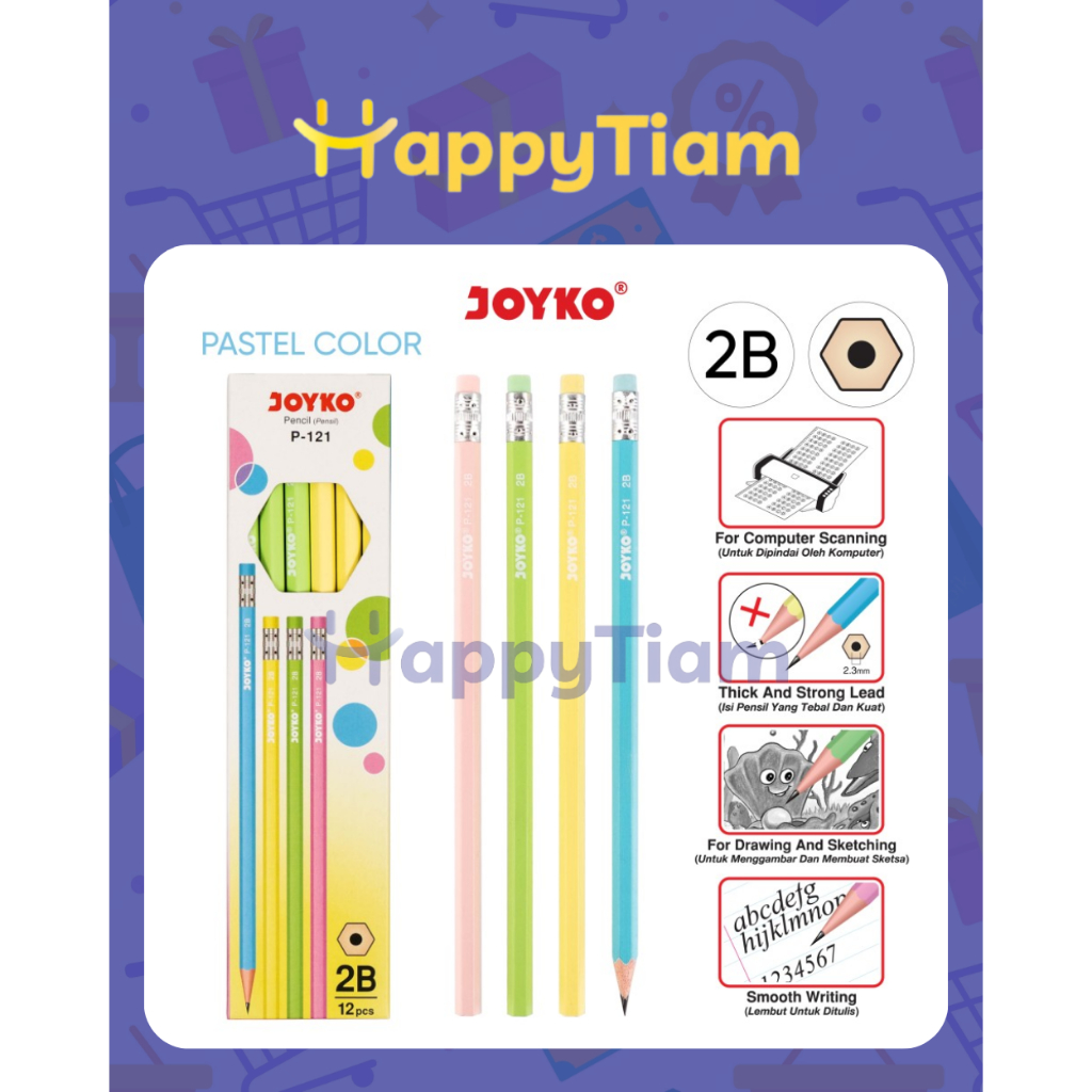 Jual PENSIL JOYKO P-121 2B 1 BOX 12 PCS PENCIL KOMPUTER | Shopee Indonesia