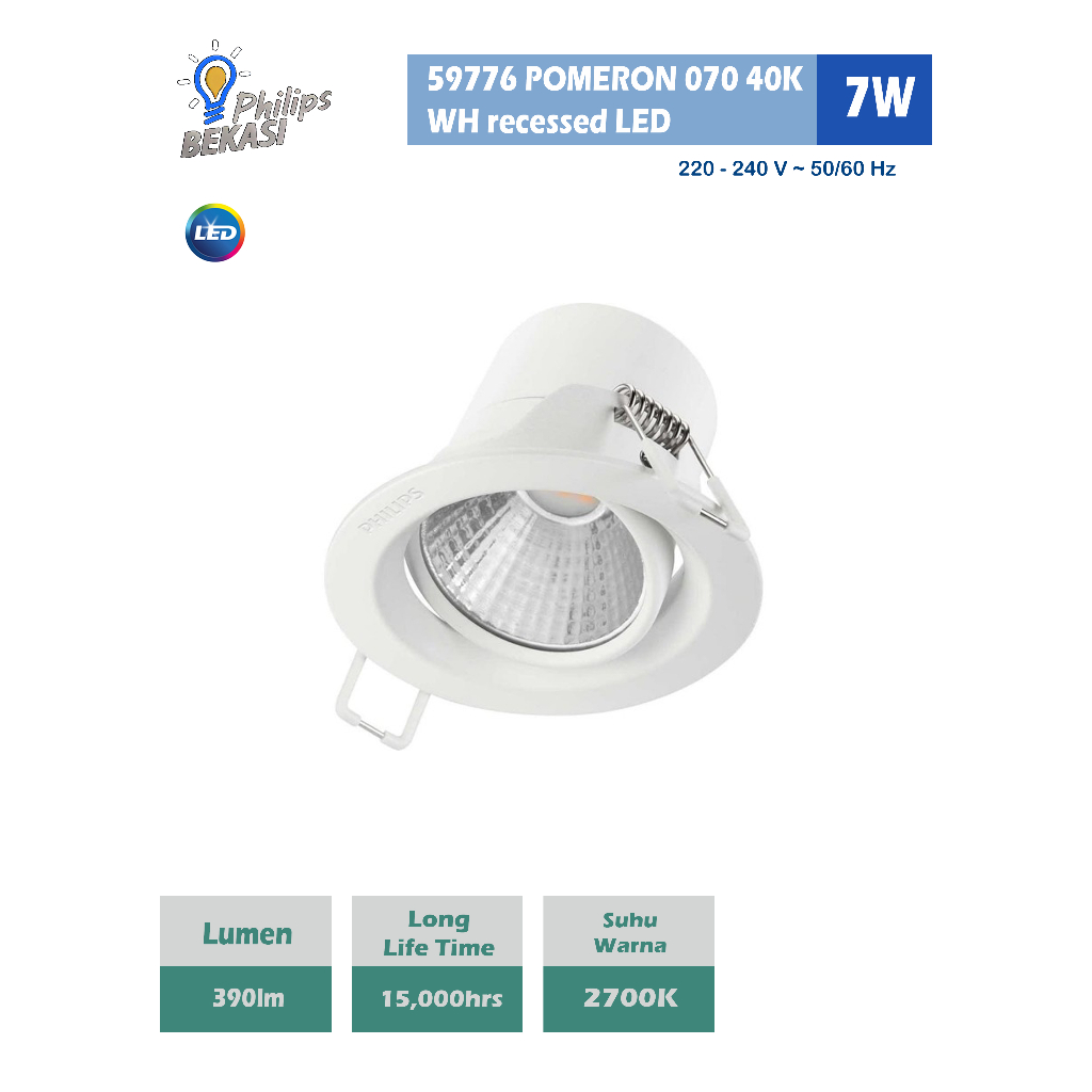 Jual Lampu Spot Philips LED 59776 POMERON 7 Watt | Shopee Indonesia