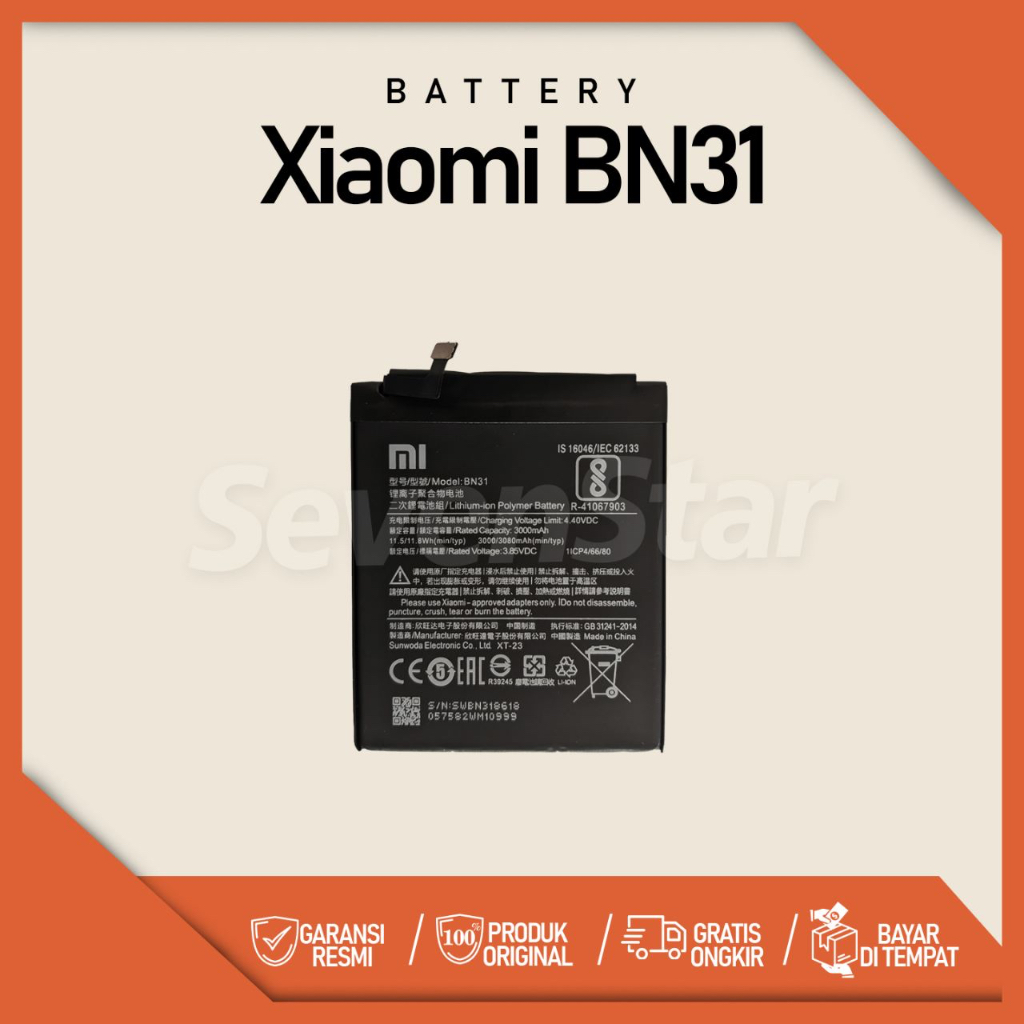 Jual BATERAI XIAOMI REDMI NOTE 5A-MI5X-MIA1-MI 5X-MI A1-BN31 | Shopee ...