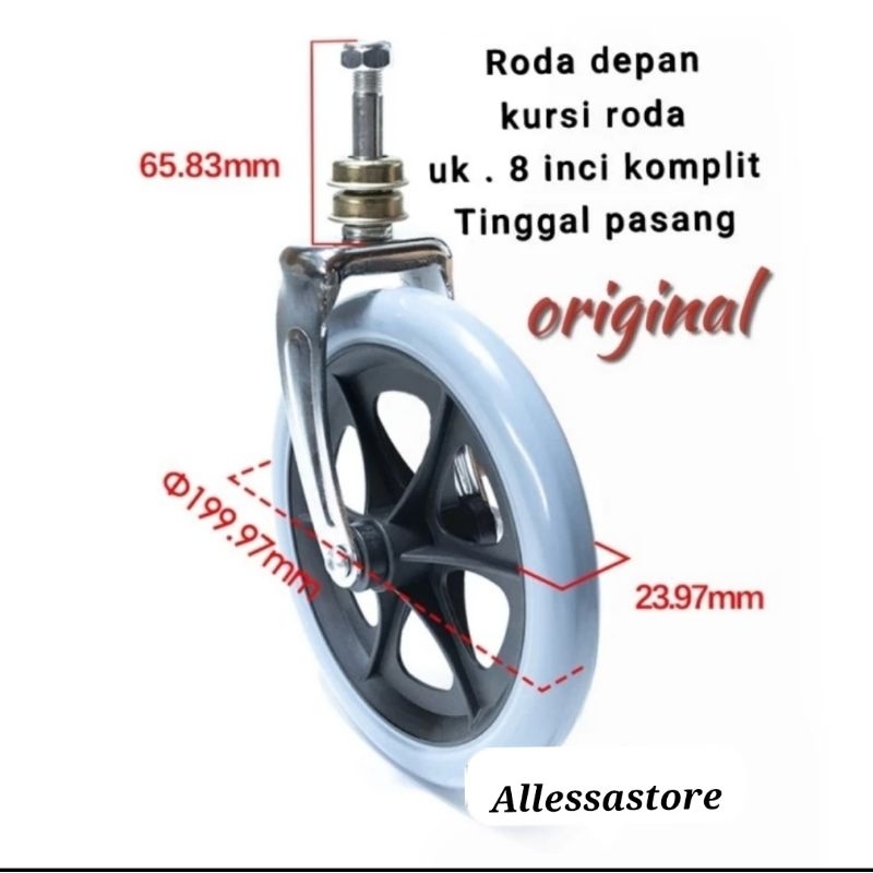 Jual roda depan kursi roda ukuran 8 inch komplit | Shopee Indonesia