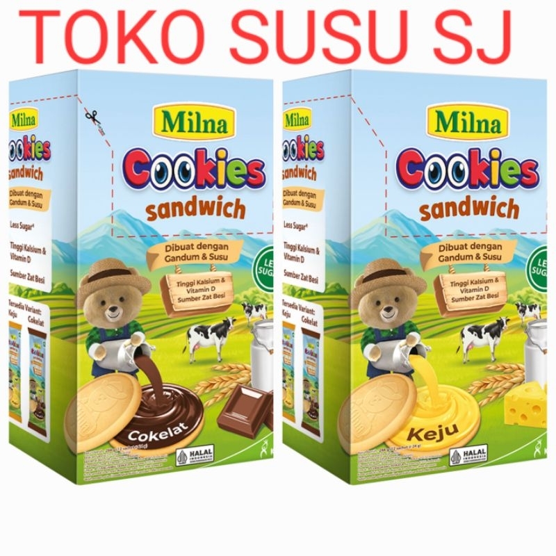 Jual MILNA KINDER COOKIES SANDWICH BISCUIT 12 SACHET COKELAT KEJU 288 ...