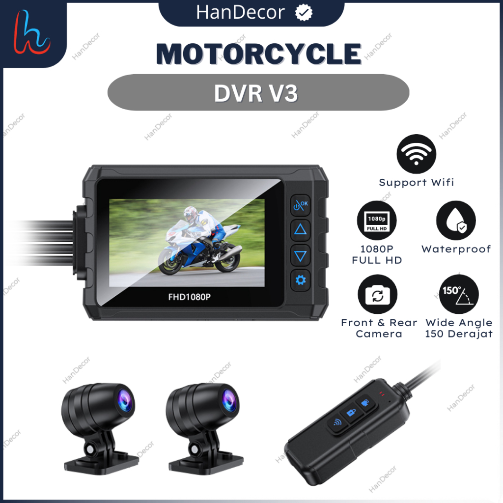 Jual Kamera DVR Dashcam Motor V3 Wifi | DVR Motorcycle GPS Waterproof ...