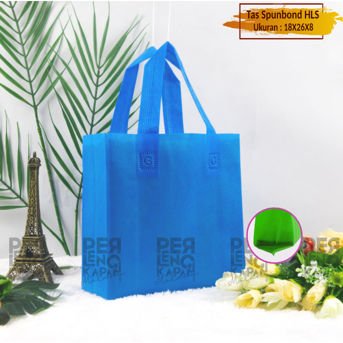 Jual HLS 65GSM Tas Spunbond Goodie Bag Laken Model Tali Ukuran 20x25x8 Tebal Polos | Shopee ...