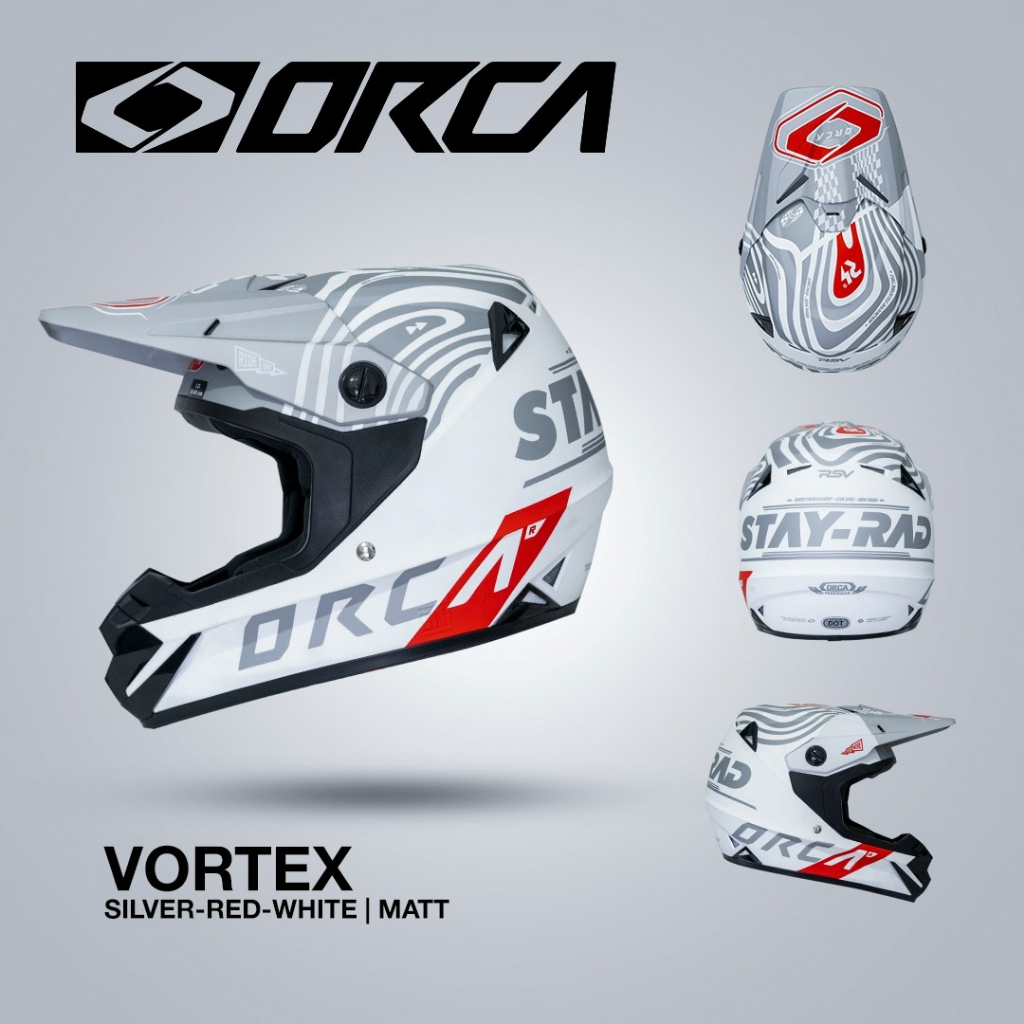 Jual KSR ONEONENINE - HELM ORCA VORTEX SERIES - SILVER RED WHITE MATTE ...