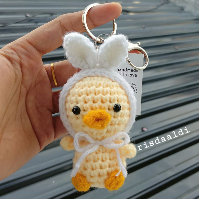 Jual (Ready Stock) Gantungan Kunci Amigurumi Keychain Bebek Duck Milk ...