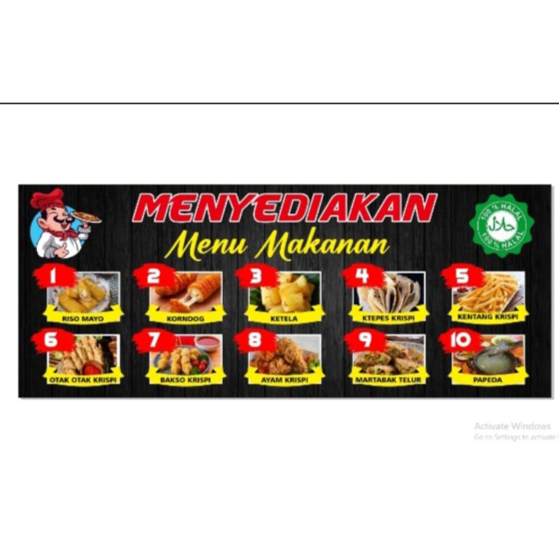 Jual Cetak spanduk Menu makanan Custom Murah Gratis Desain | Shopee ...