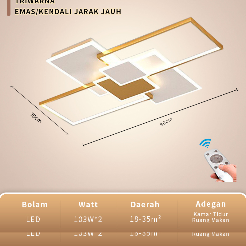 Jual Lampu Plafon Ruang Tamu Nordic Kepribadian Kreatif Persegi Kamar ...