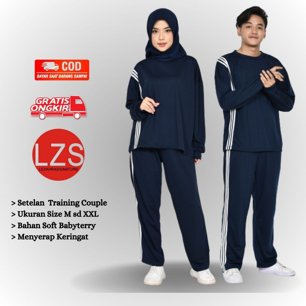 Jual Baju Olahraga Wanita Dan Pria Couple Senam Muslim Setelan Longpant ...