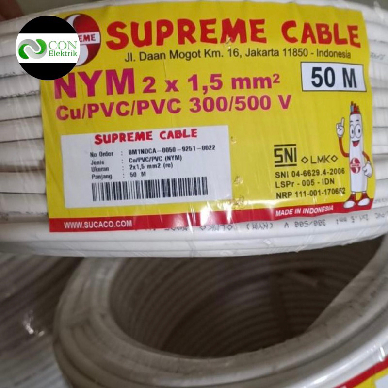 Jual KABEL SUPREME NYM 2x1.5 MM METERAN / 50M / 100M - KABEL TUNGGAL ...