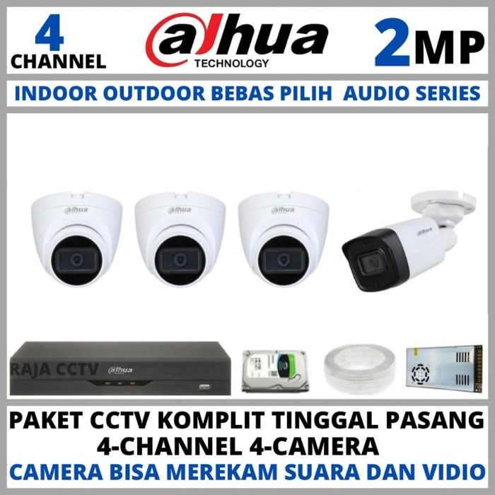Jual PAKET CCTV DAHUA 4 CHANNEL 4 CAMERA 2MP 1080P CAMERA CCTV KAMERA ...