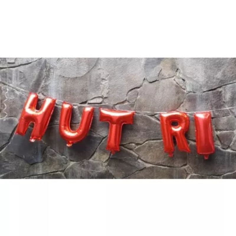 Jual BALON HURUF FOIL SET HUT RI / BALON FOIL HURUF MERAH HUT RI (5 ...