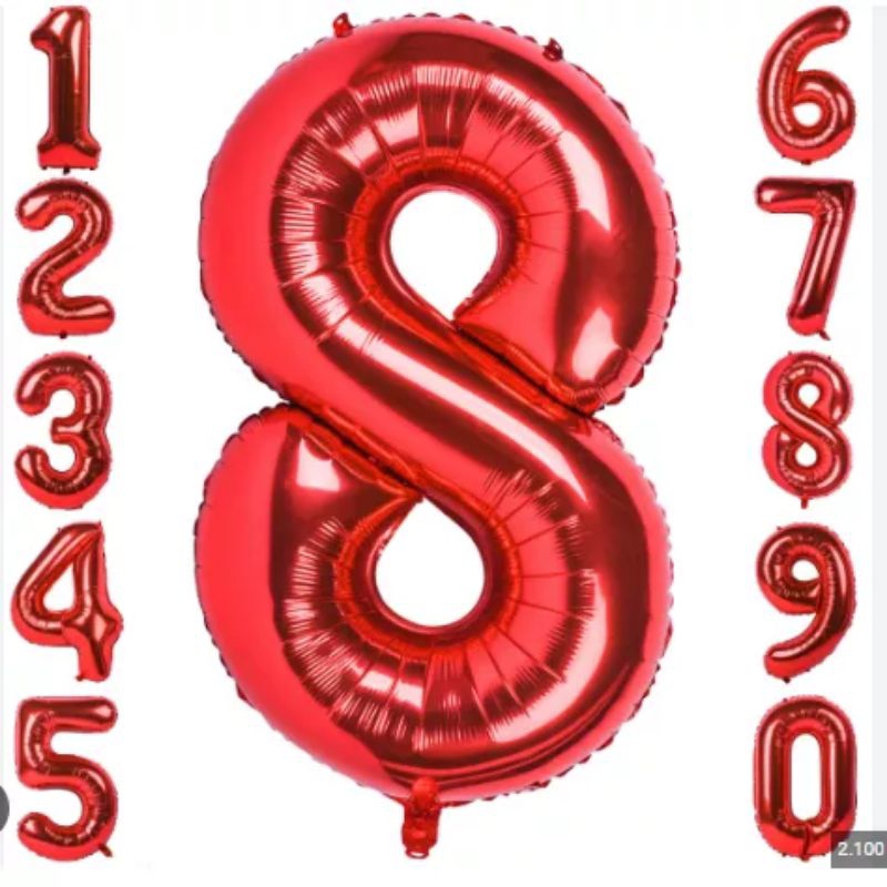 Jual BALON ANGKA MERAH JUMBO 80CM, BALON FOIL JUMBO, BALON FOIL BESAR ...