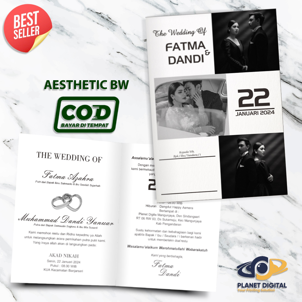 Jual UNDANGAN HITAM PUTIH ESTETIC FOTO - UNDANGAN PERNIKAHAN AESTHETIC ...